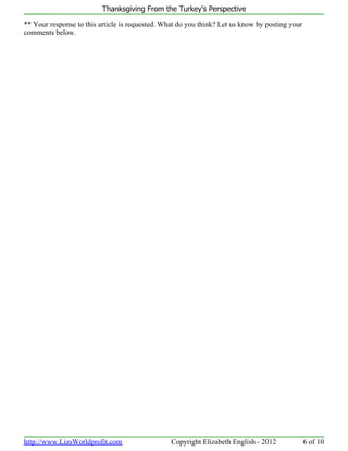 Thanksgiving from a Turkey's Perspective! | PDF