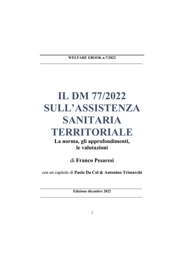 IL DM 77/2022 SULL'ASSISTENZA SANITARIA TERRITORIALE | PDF | Healthcare Industry | Industries