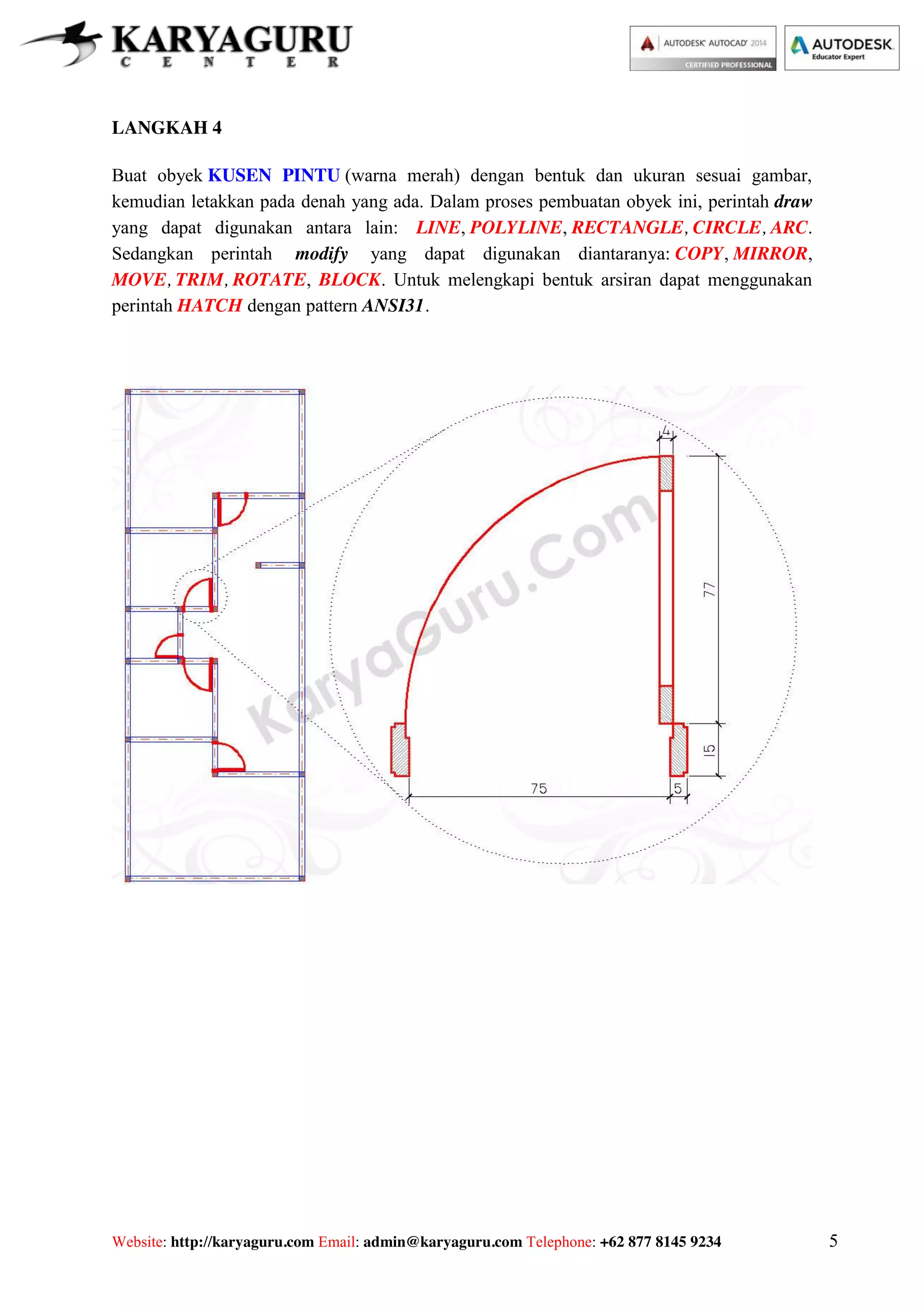 Ebook auto cad gambar kerja rumah tinggal bagian 1 denah ruang | PDF