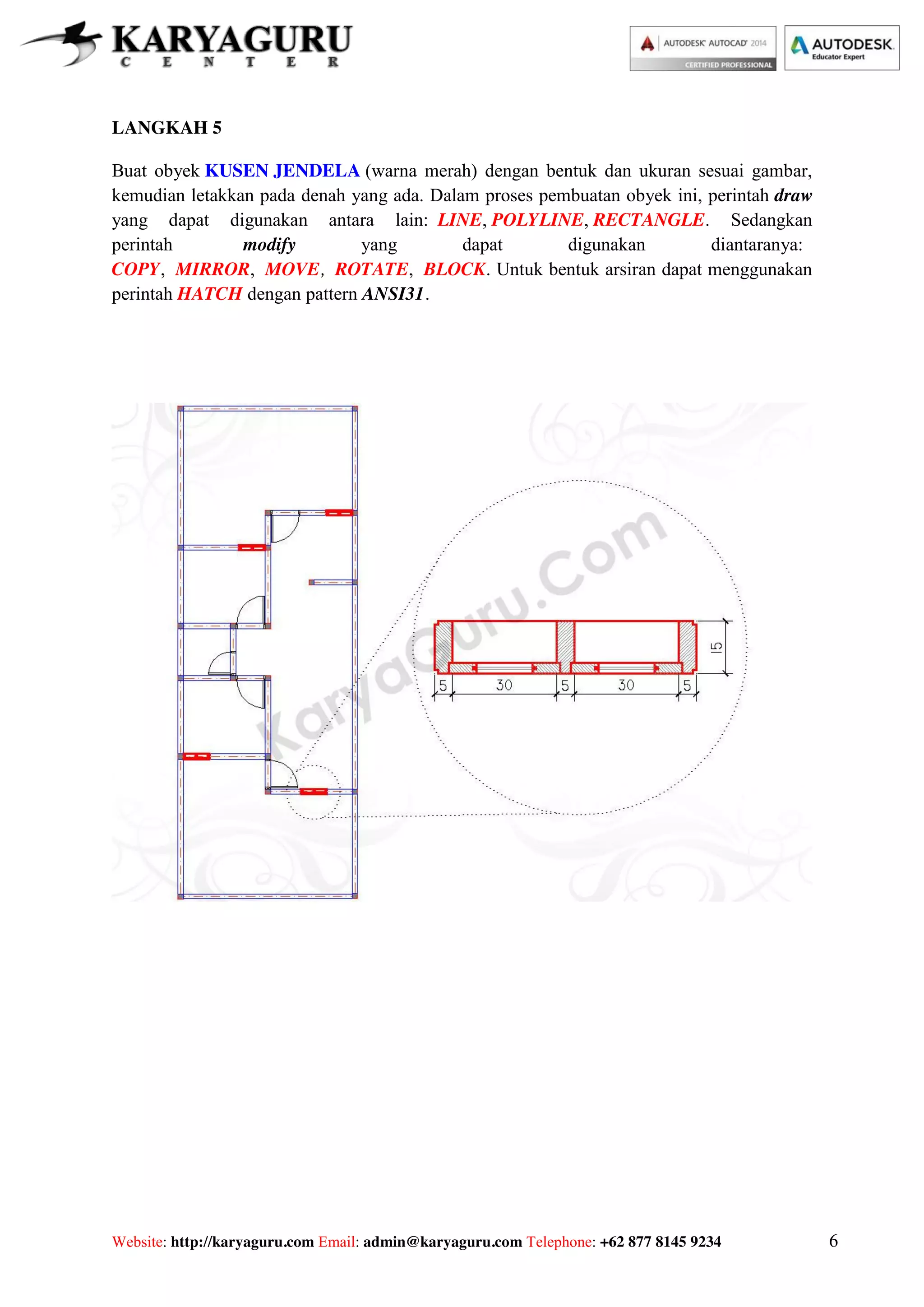 Ebook auto cad gambar kerja rumah tinggal bagian 1 denah ruang | PDF