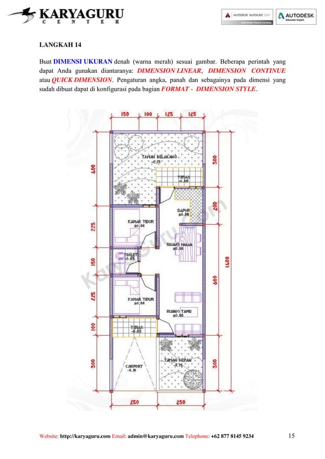 Ebook auto cad gambar kerja rumah tinggal bagian 1 denah ruang | PDF