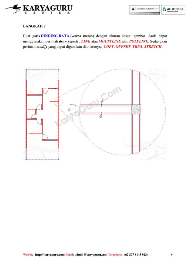 Ebook auto cad gambar kerja rumah tinggal bagian 1 denah ruang | PDF