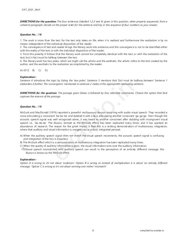 CAT Previous years question paper with solution(2017-2021) | PDF