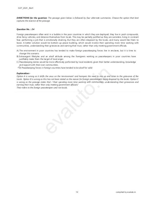 CAT Previous years question paper with solution(2017-2021) | PDF