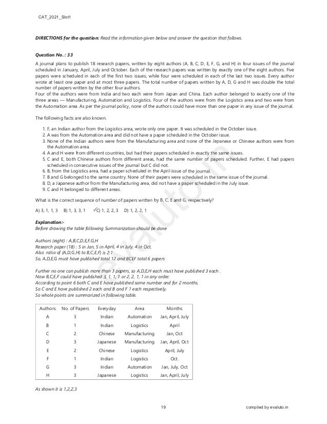 CAT Previous years question paper with solution(2017-2021) | PDF