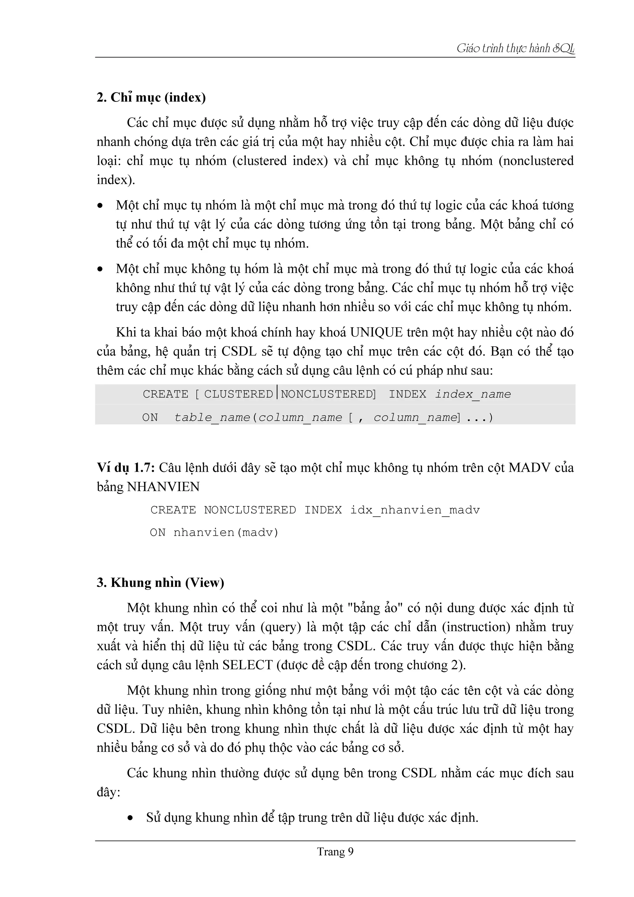 Ebook giao trinh thuc hanh sql | PDF