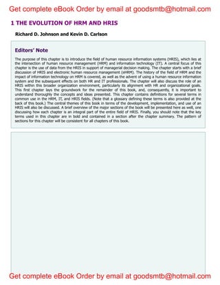 eBook Human Resource Information Systems 5e Richard Johnson. Kevin Carlson, Michael Kavanagh.pdf