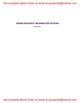 eBook Human Resource Information Systems 5e Richard Johnson. Kevin Carlson, Michael Kavanagh.pdf