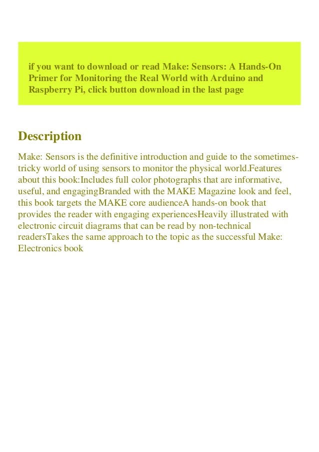 Ebook Make Sensors A Hands On Primer For Monitoring The Real World With Arduino And Raspberry