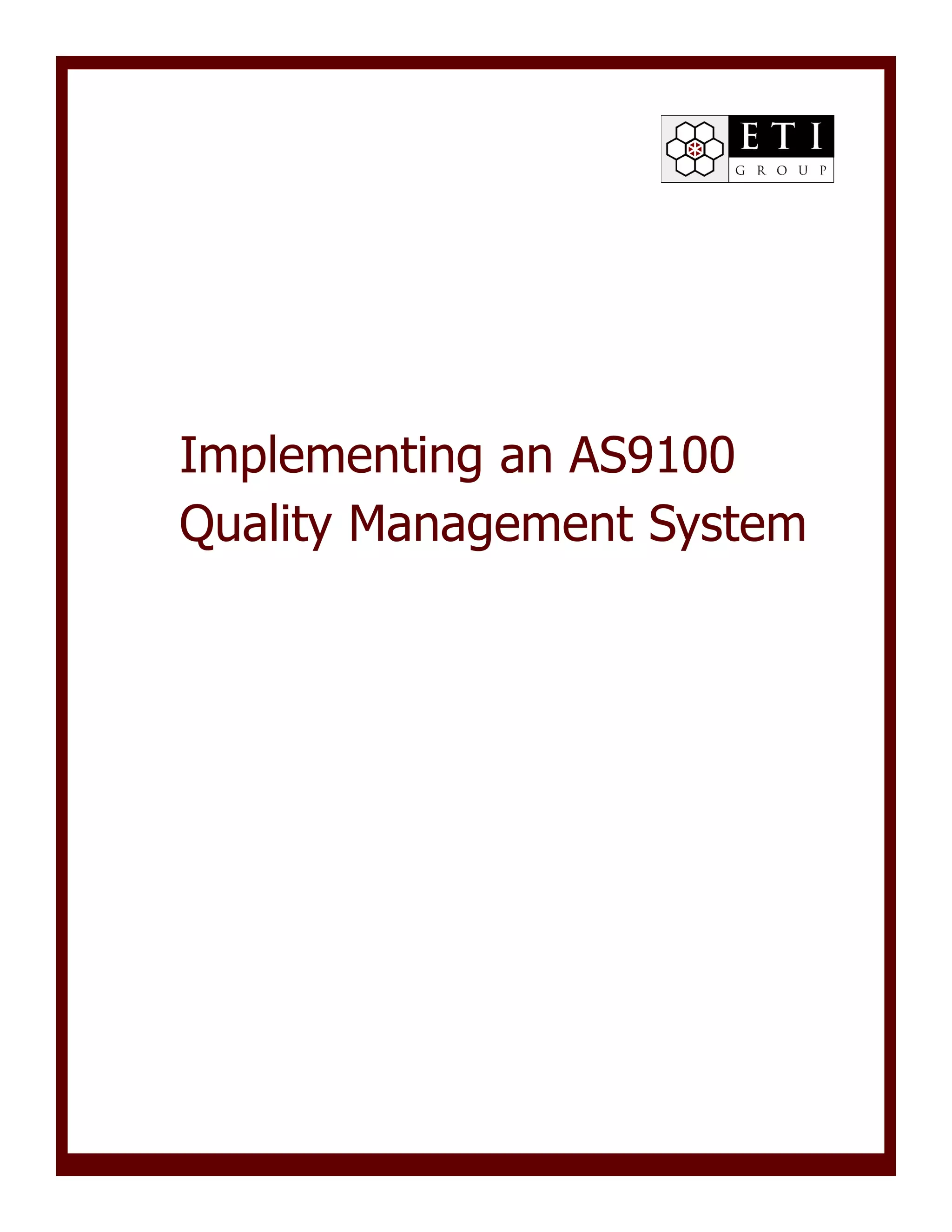 Ebook on how to implement an as9100 | PDF