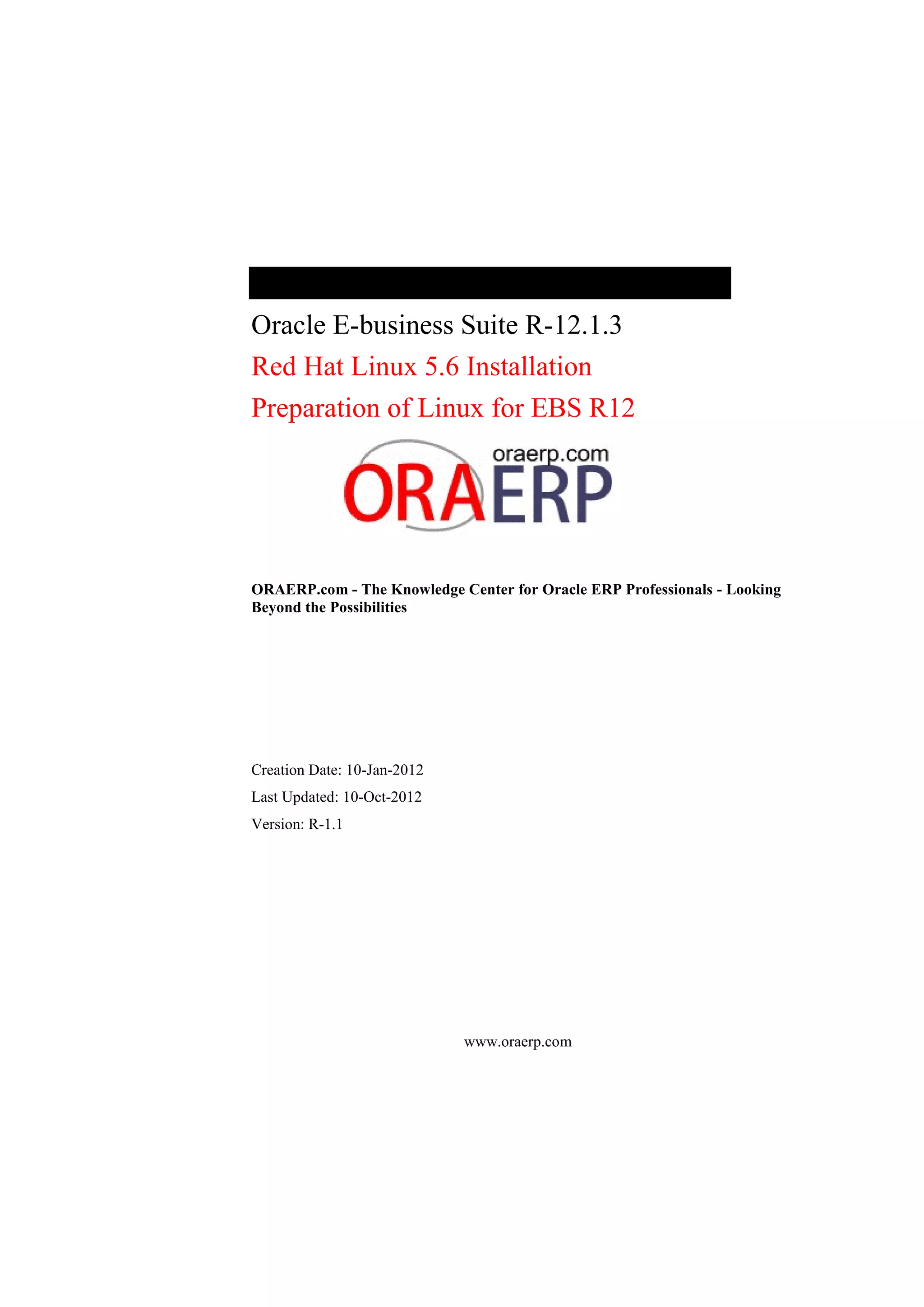 Oracle e-business suite R12 step by step Installation | PDF
