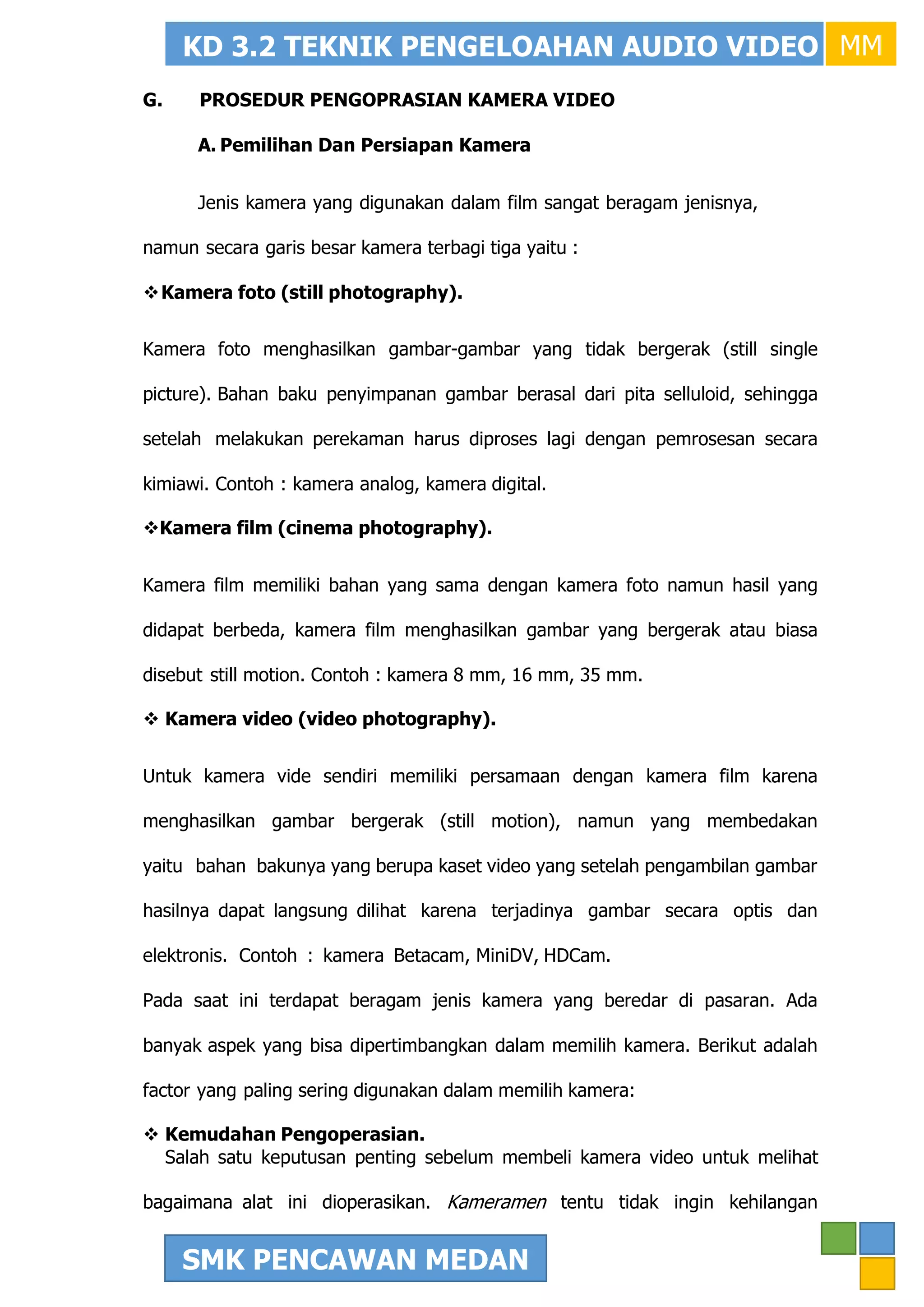 MODUL PENGOPRASIAN KAMERA VIDEO | PDF