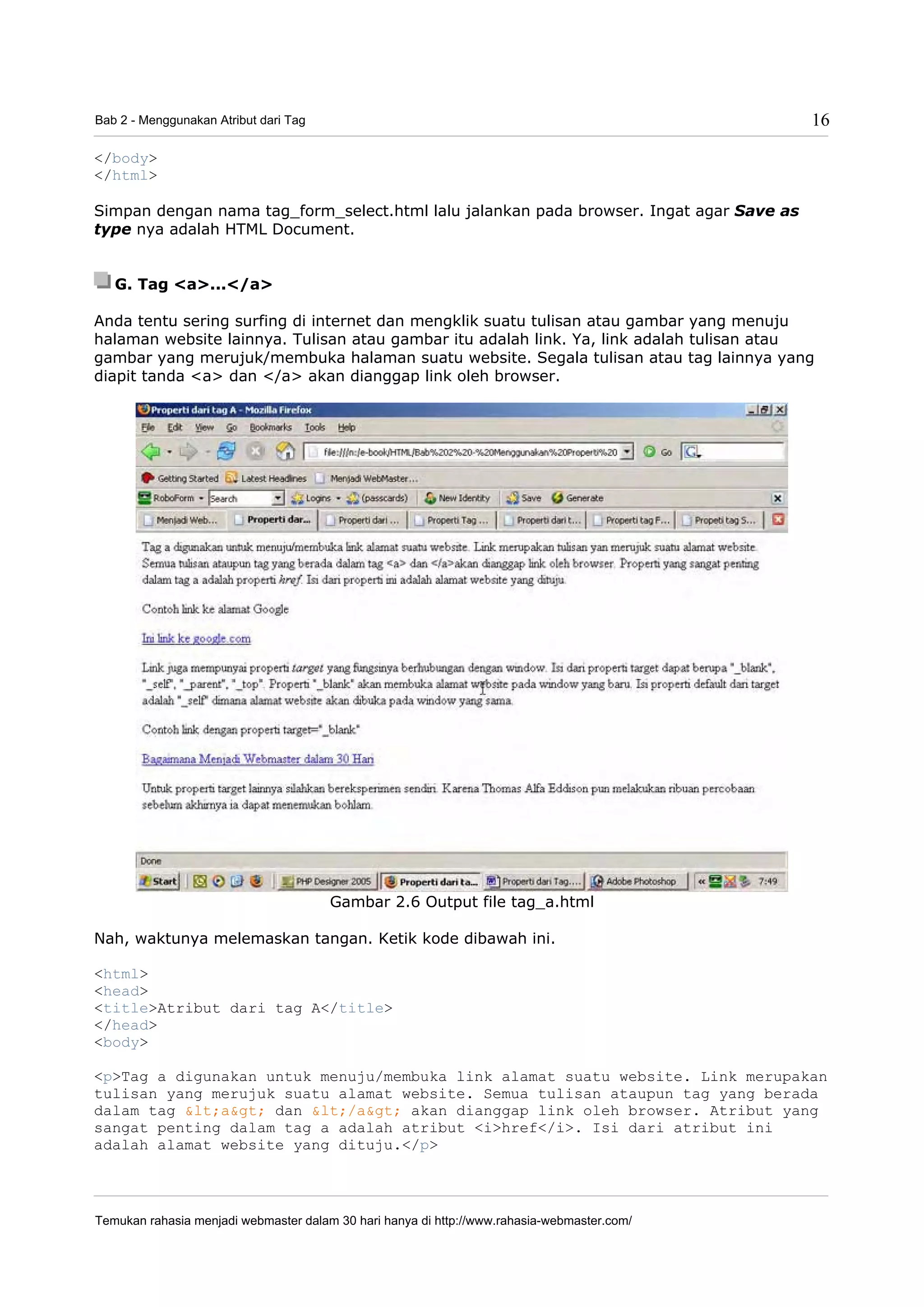 Ebook tutorial belajar html | PDF