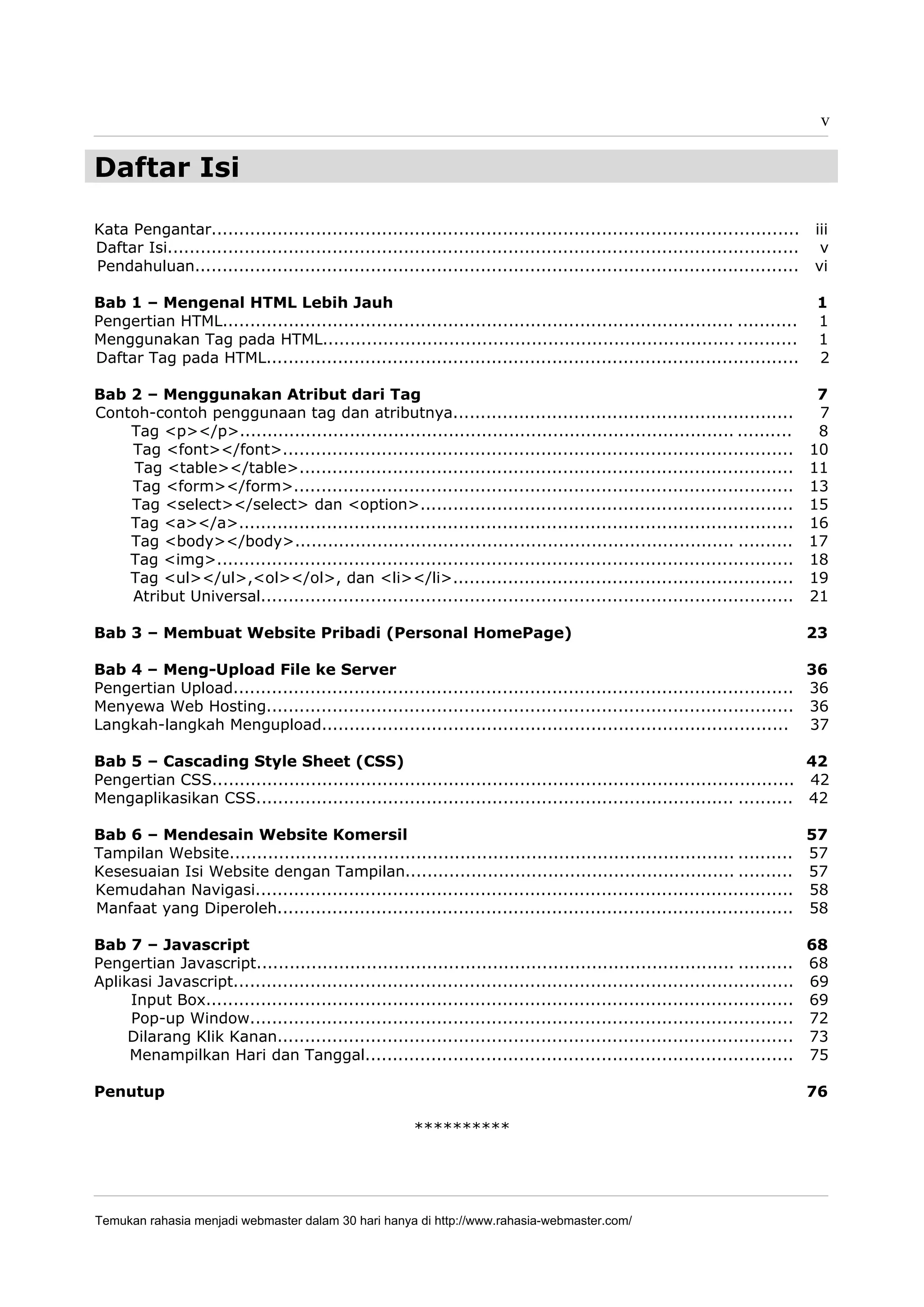 Ebook tutorial belajar html | PDF