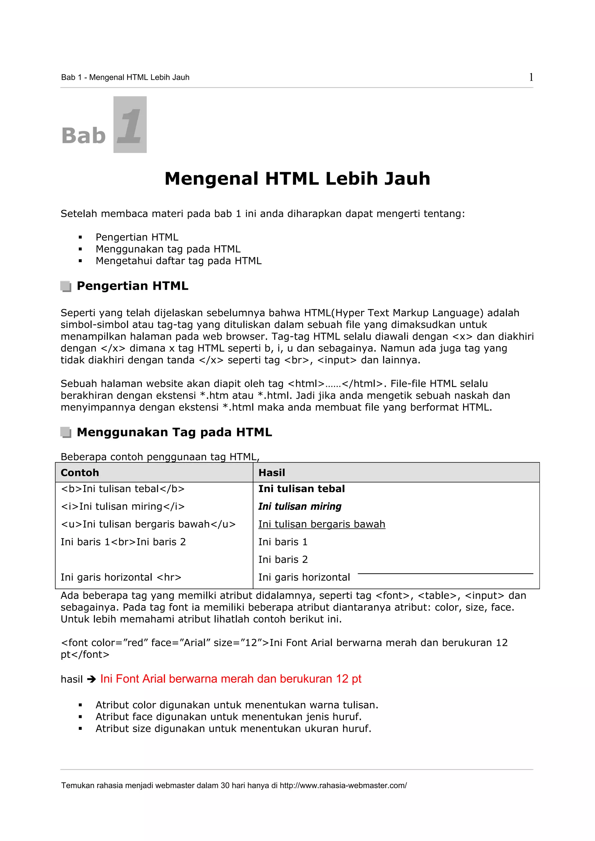Ebook tutorial belajar html | PDF