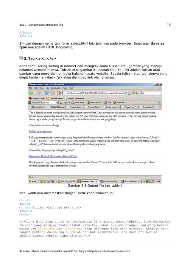 Ebook tutorial belajar html | PDF