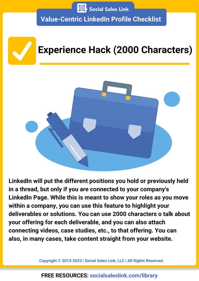 Value-Centric LinkedIn Profile Checklist | PDF