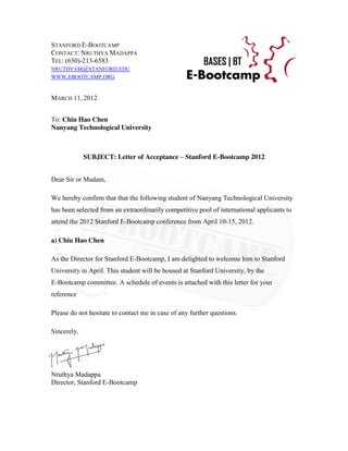 E Bootcamp Acceptance Letter | PDF