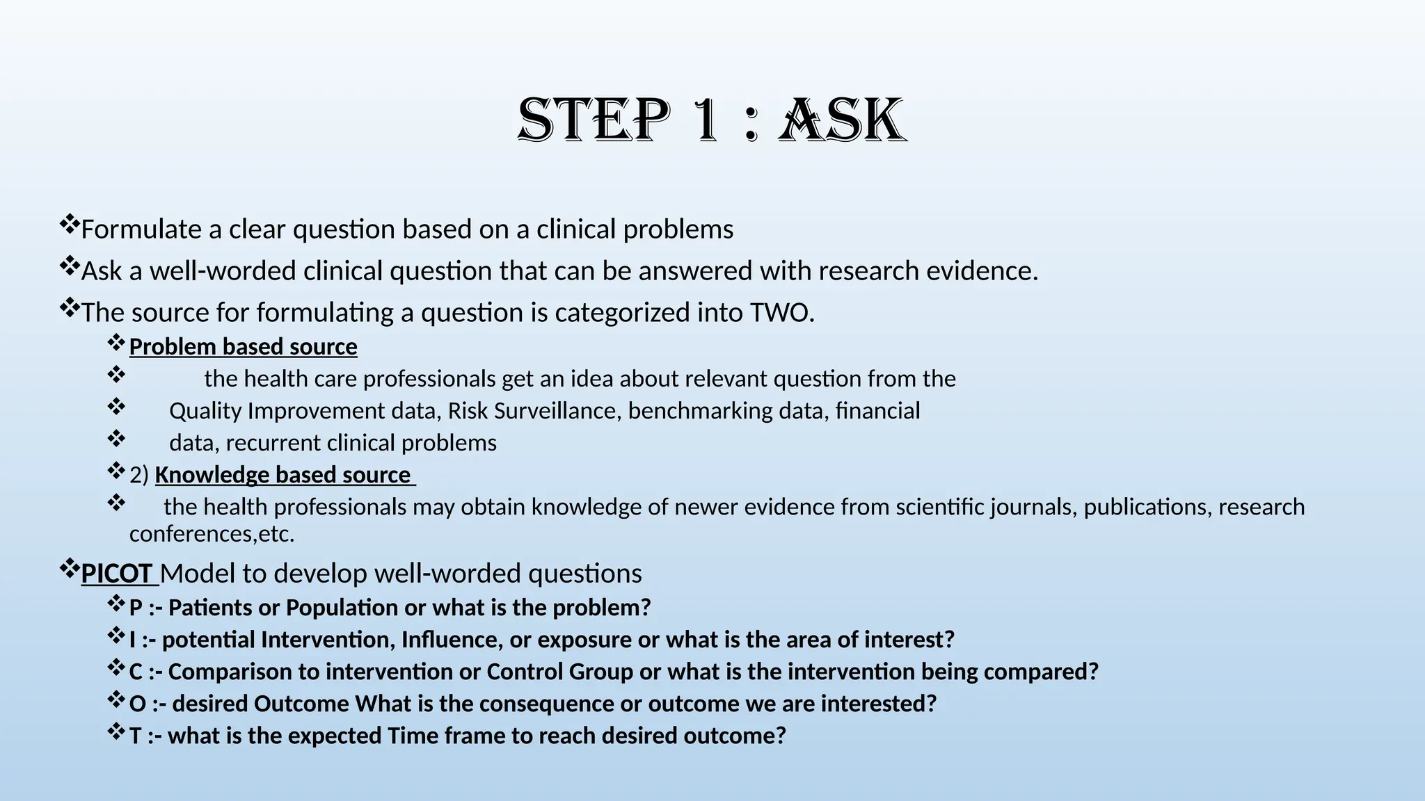 Evidence based practice in nursing.pptxs | PPTX