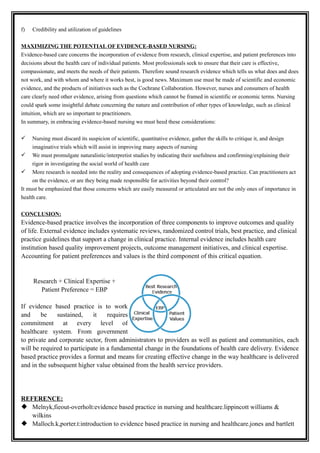 EVIDENCE BASED NURSING PRACTICE | DOC