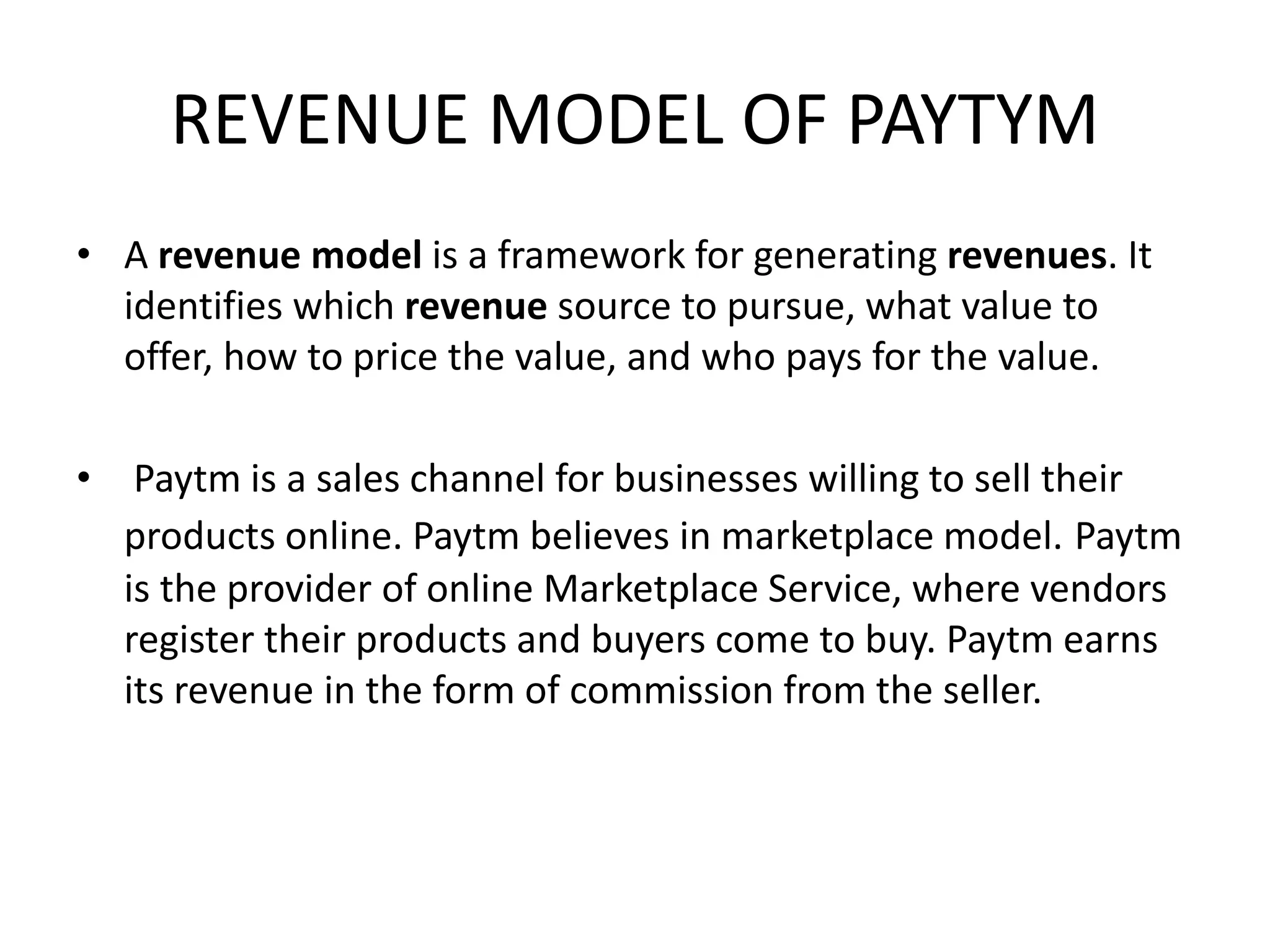 revenue model of paytm | PPTX