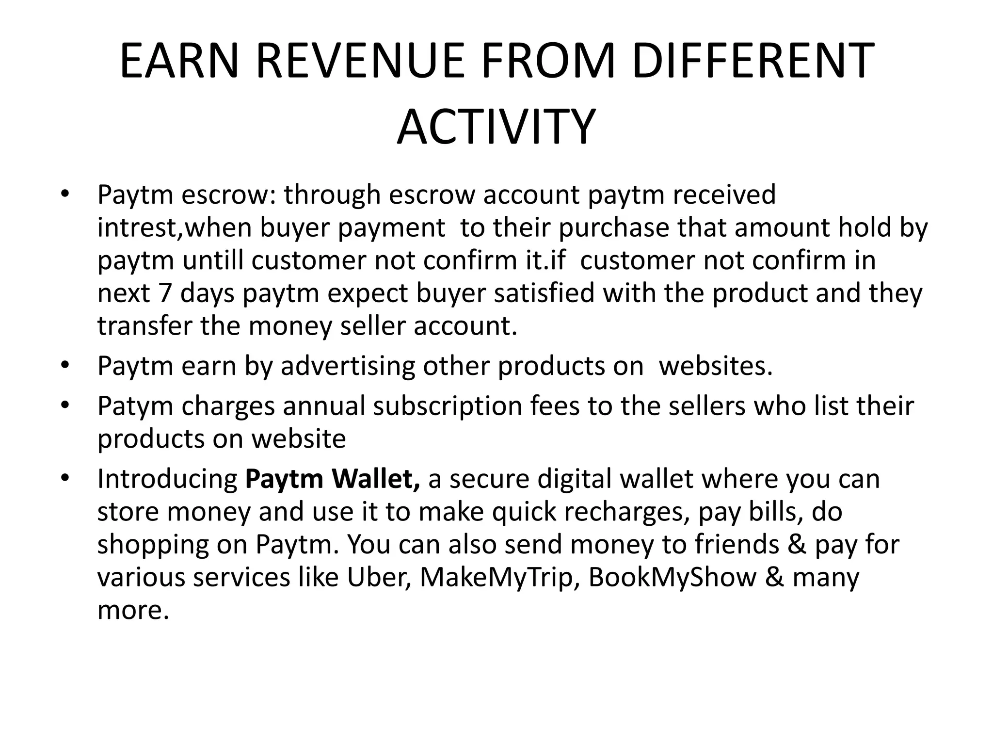 revenue model of paytm | PPTX