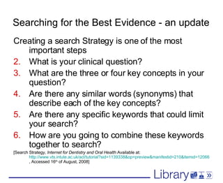 BDent3 - finding the best evidence - an update | PPT