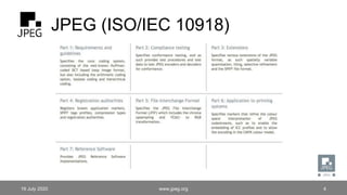 An overview of recent and ongoing JPEG standardisation activities | PPTX