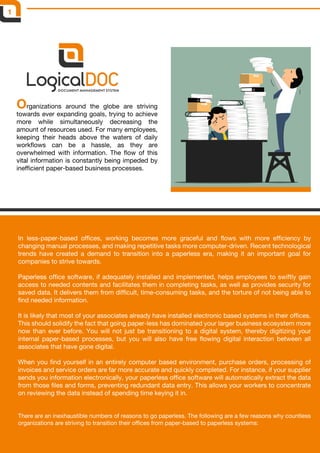 Transitioning From a Paper-based to Paperless Office System | PDF