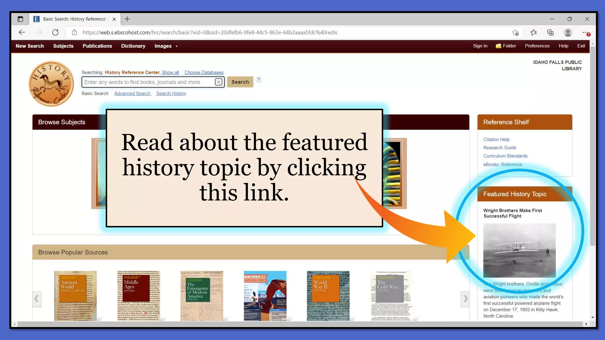 EBSCO History Reference Center at the Idaho Falls Public Library | PPT