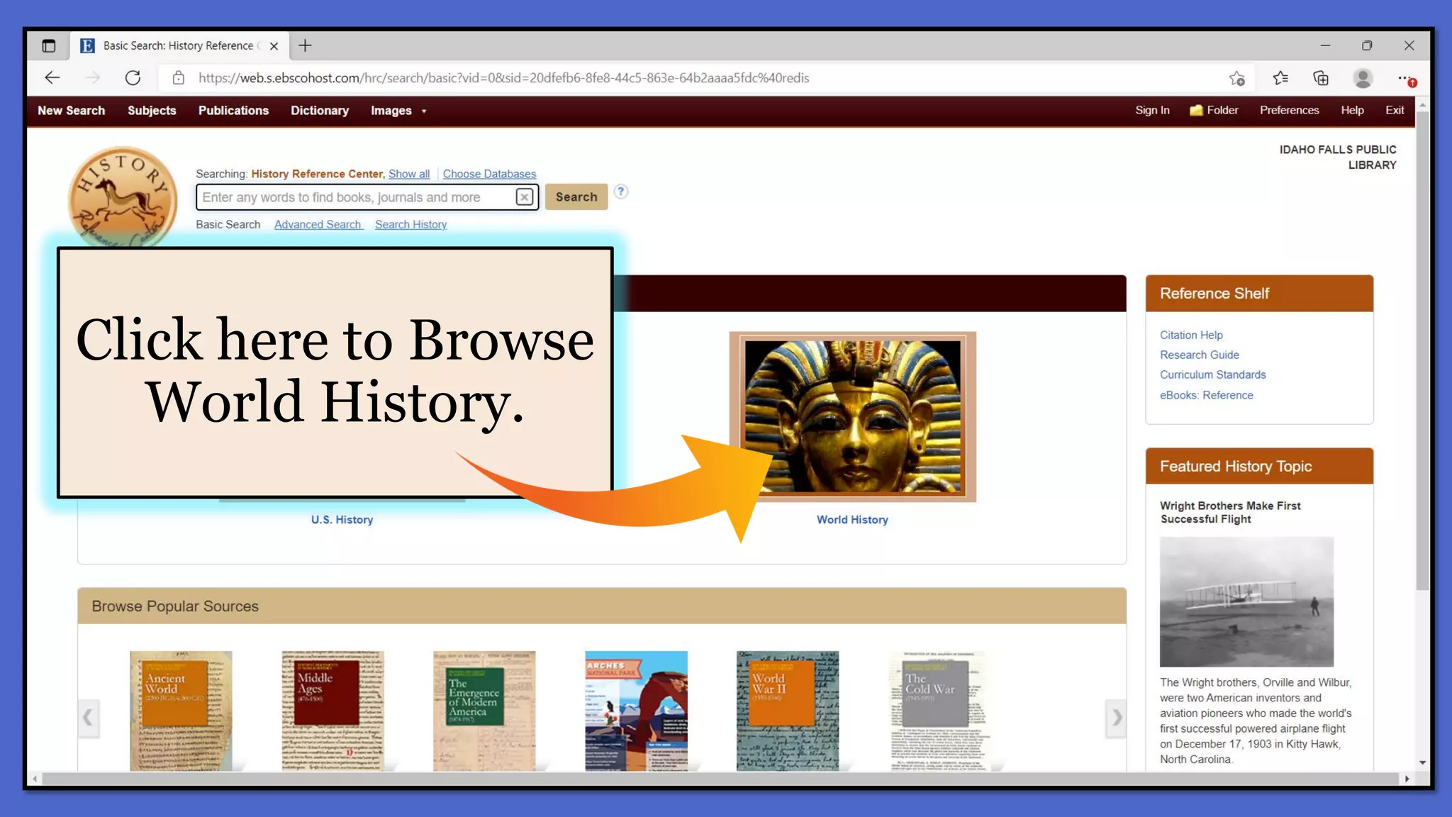 EBSCO History Reference Center at the Idaho Falls Public Library | PPT