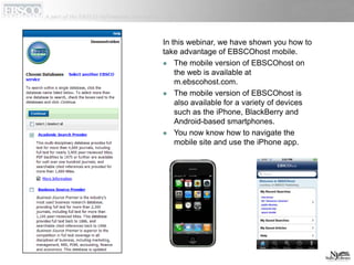 EBSCOhost Mobile | PPTX | Search | Internet