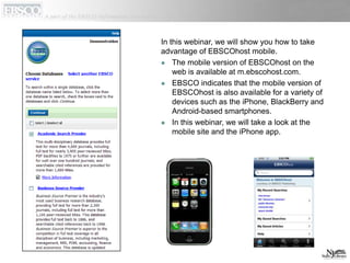 EBSCOhost Mobile | PPTX | Search | Internet
