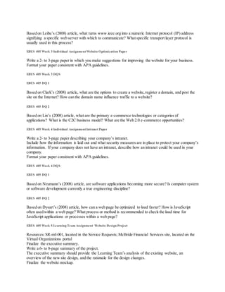 Ebus405 ebusiness technologies | DOCX | Internet | Computing