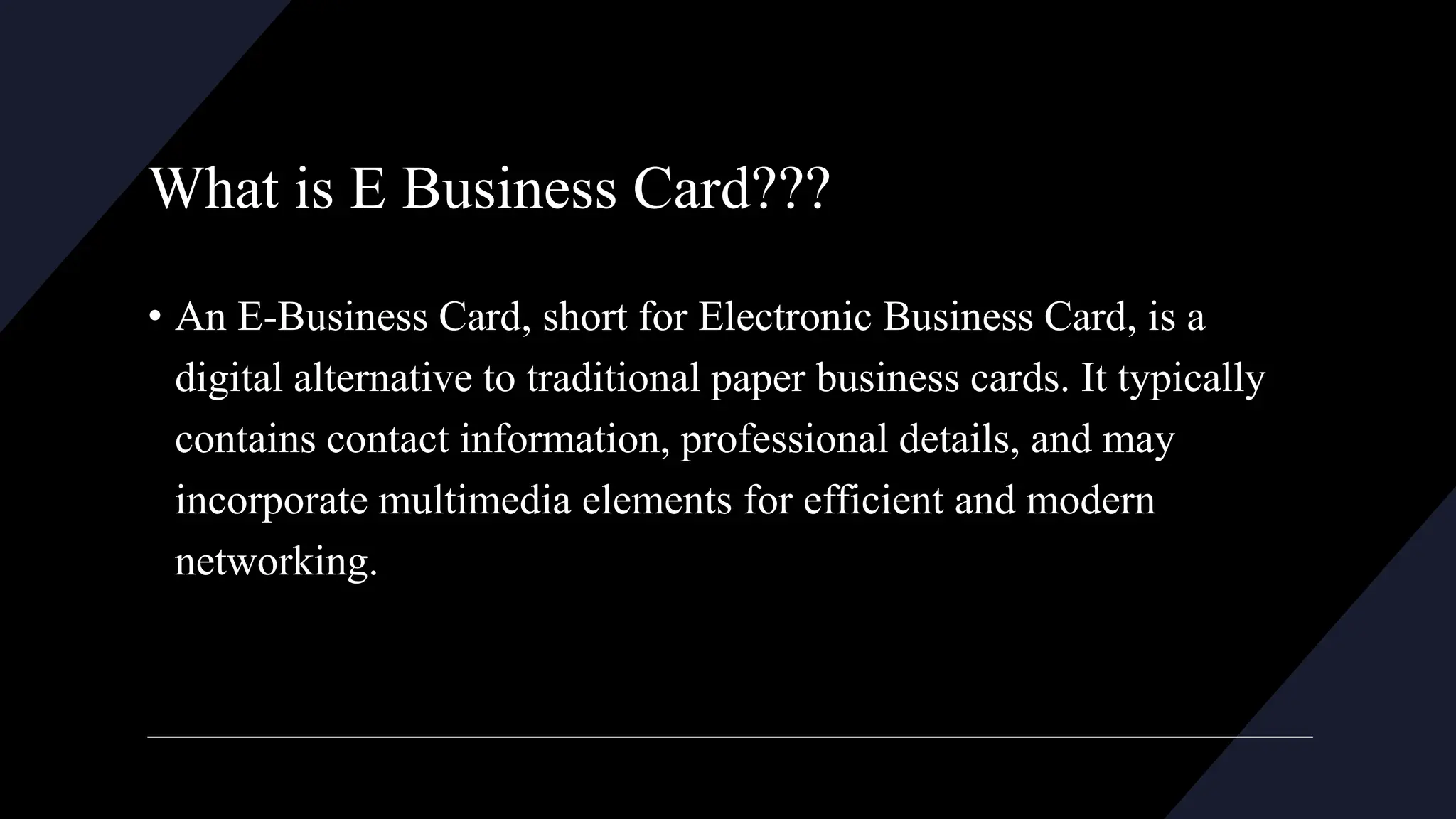 E Business Card|Electronic Business Card | PPTX