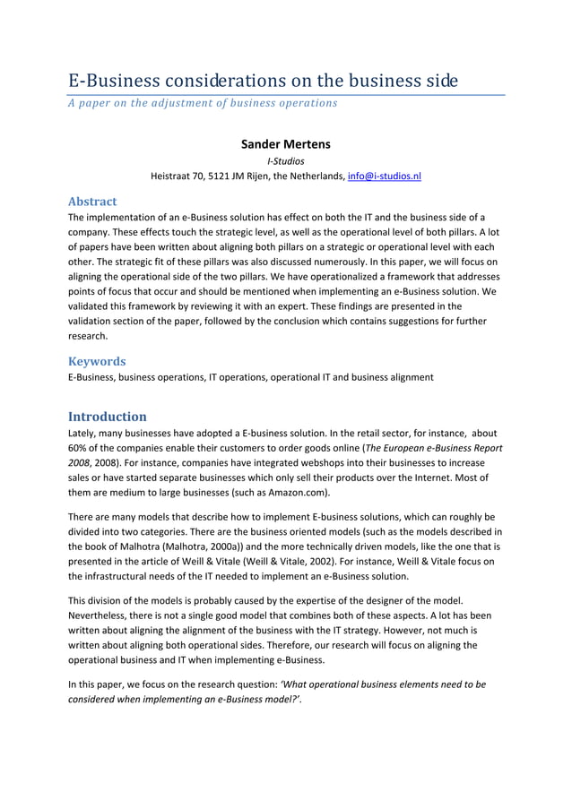 Ebusiness considerations | PDF