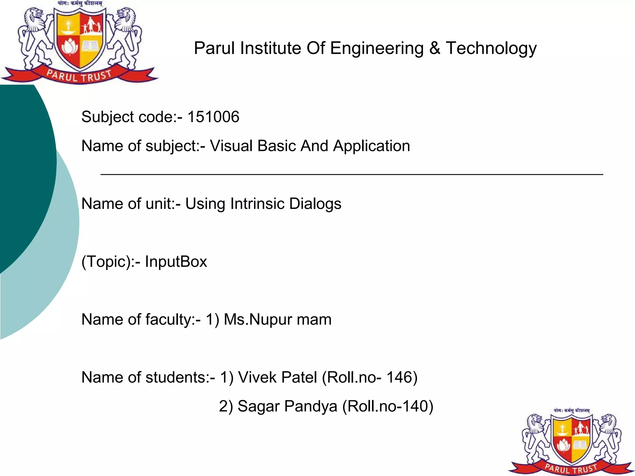 Input Box Vba Ppt