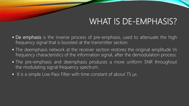 Pre-emphasis and de-emphasis circuits | PPTX | Digital Audio | Computer ...