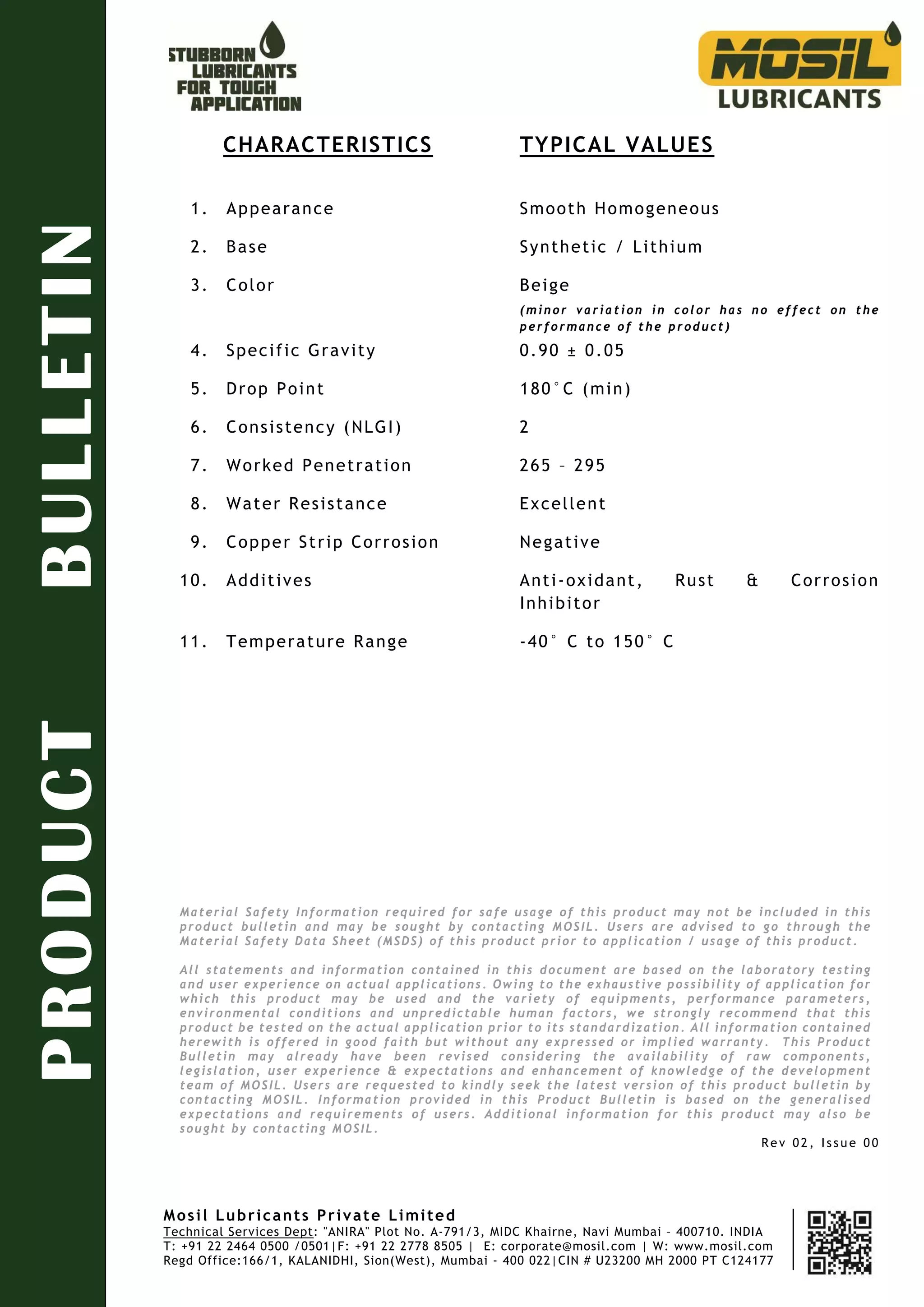 Synthetic grease by Mosil Lubricant | PDF