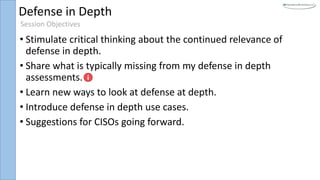 Next Generation Defense in Depth Model - Tari Schreider, CCISO, Chief ...
