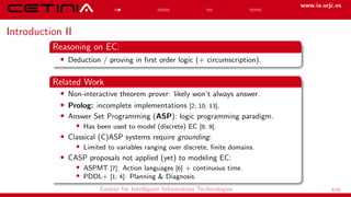 Modeling and Reasoning in Event Calculus using Goal-Directed Constraint Answer Set Programming | PPT