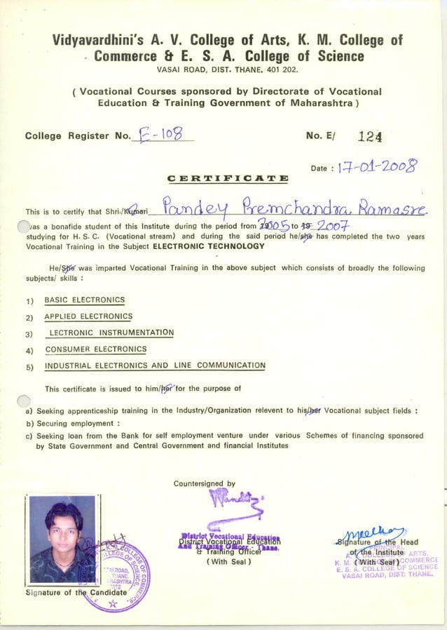 prem certificate of electronic technology | PDF | Technology & Computing