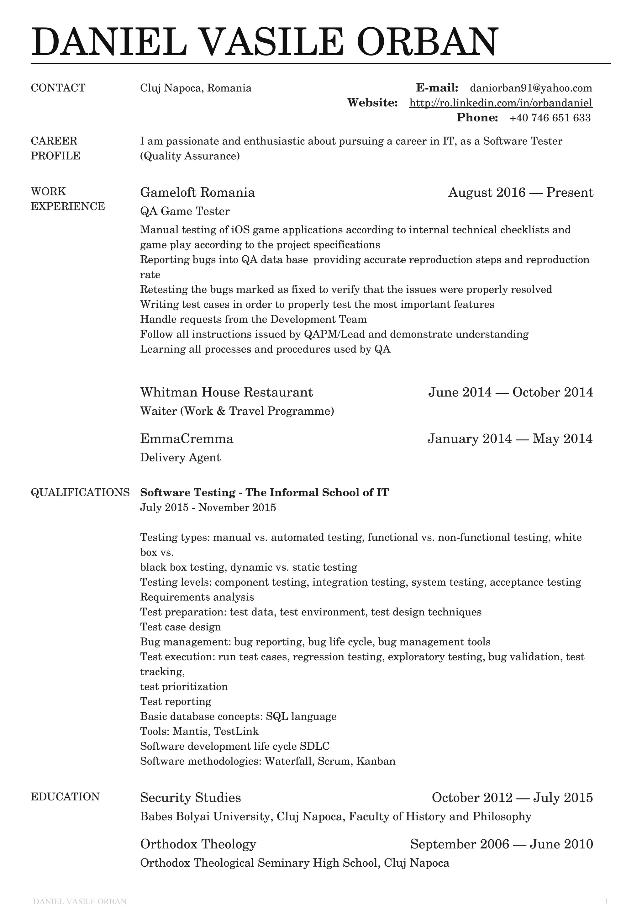 CV Daniel_Orban | PDF