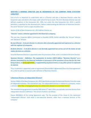 Indemnification to Nominee Director- Allowed or not-CA 2013 | PDF ...