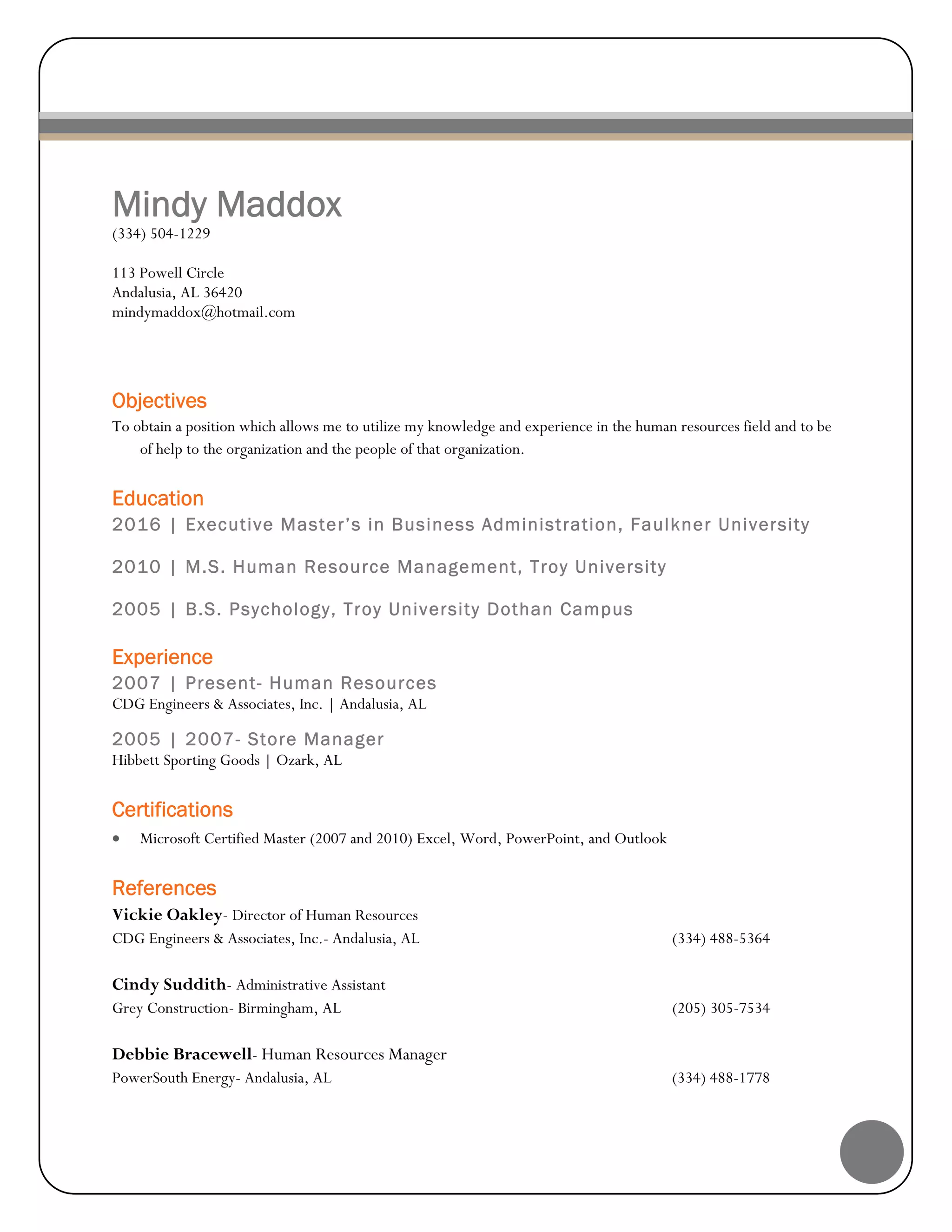 Resume of Mindy Maddox | PDF