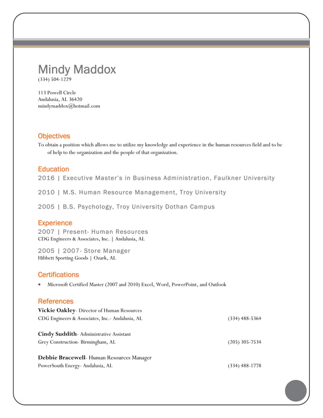 Resume of Mindy Maddox | PDF