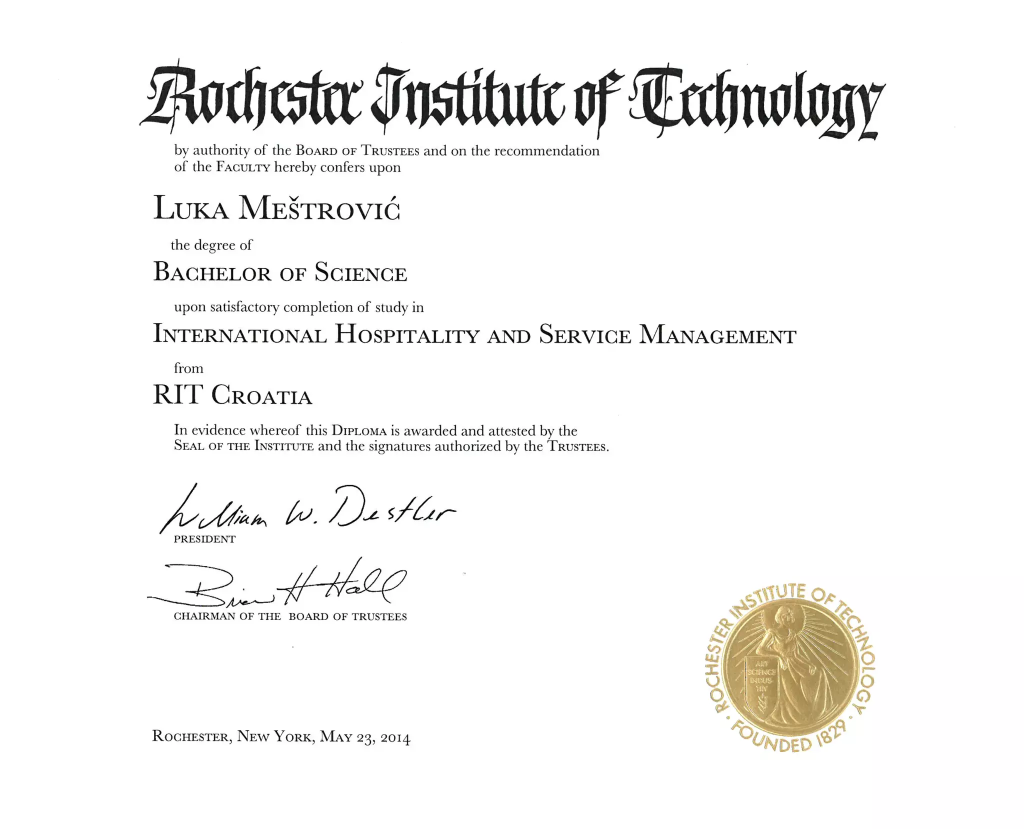 Luka Mestrovic - Diploma | PDF