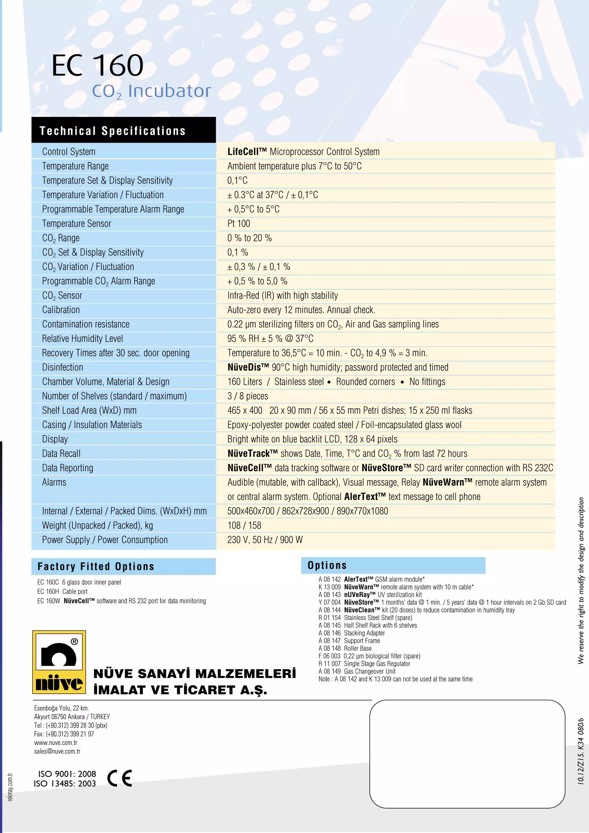 EC 160, incubator CO2 by Nuve | PDF