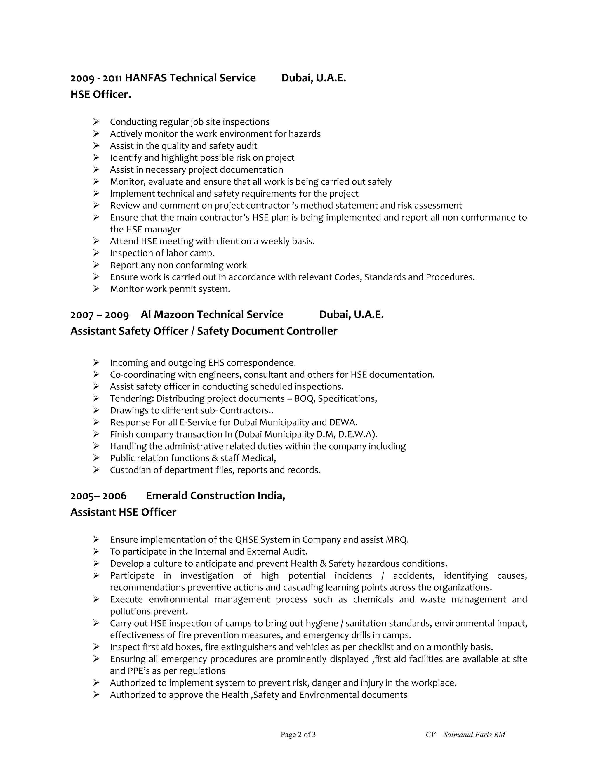 Faris CV for safty aplication-25022015 | DOCX | Civil Engineering Industry | Industries