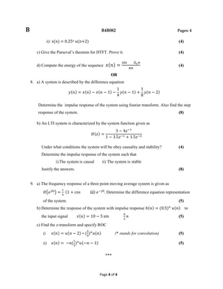 EC202 SIGNALS & SYSTEMS PREVIOUS QUESTION PAPER | PDF